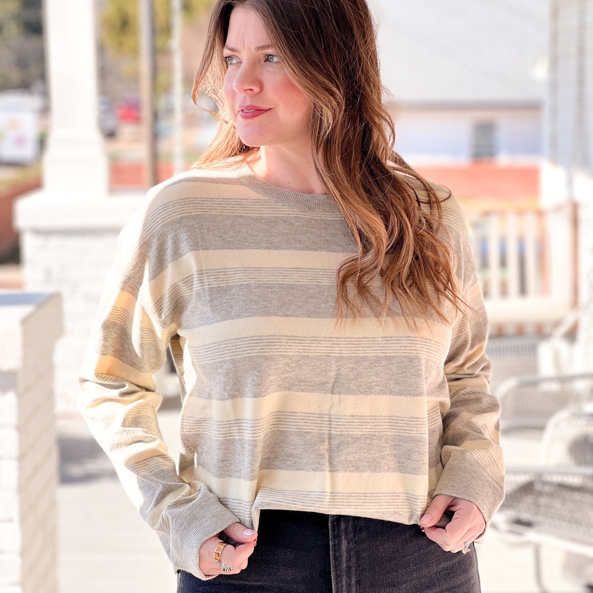 Alden Sweater | Heather Grey/Buttercream | ROSE & LEE CO. – Rose & Lee Co